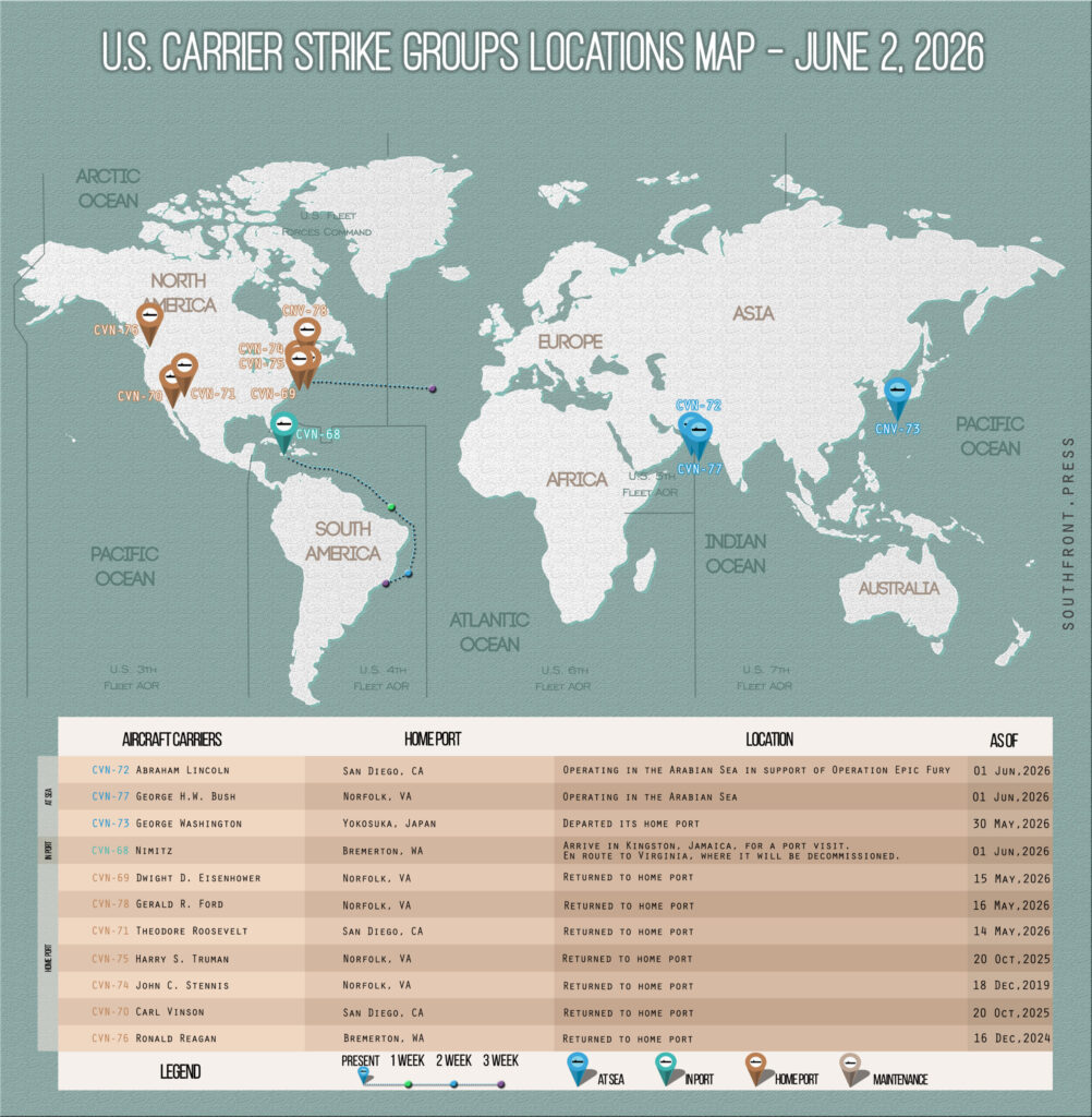 Locations Of US Carrier Strike Groups – June 2, 2026